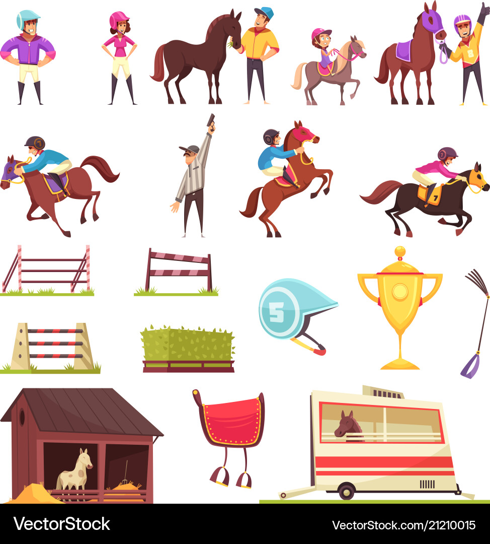 Horse racing icons collection Royalty Free Vector Image