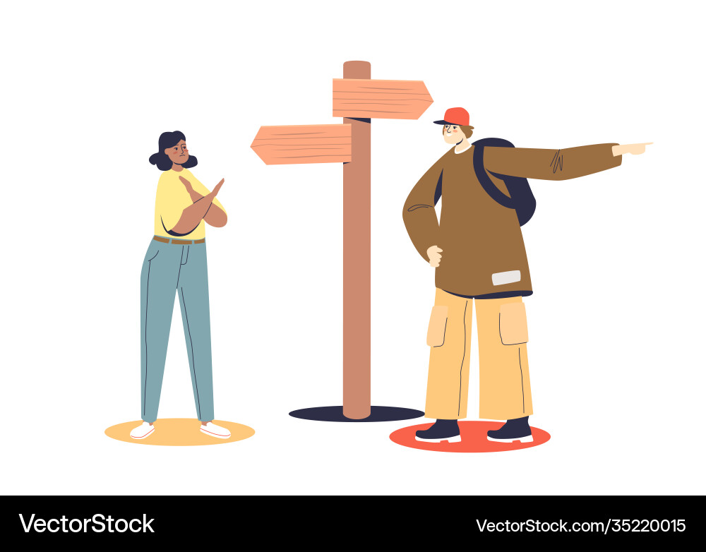 Man and woman choosing direction standing Vector Image
