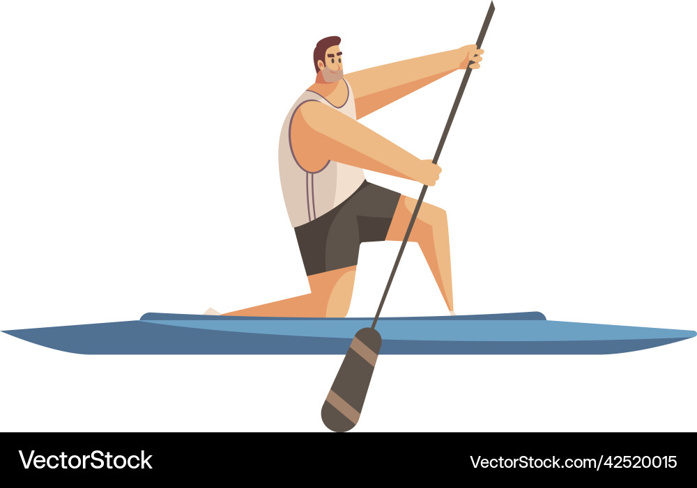 Rowing man sport composition Royalty Free Vector Image