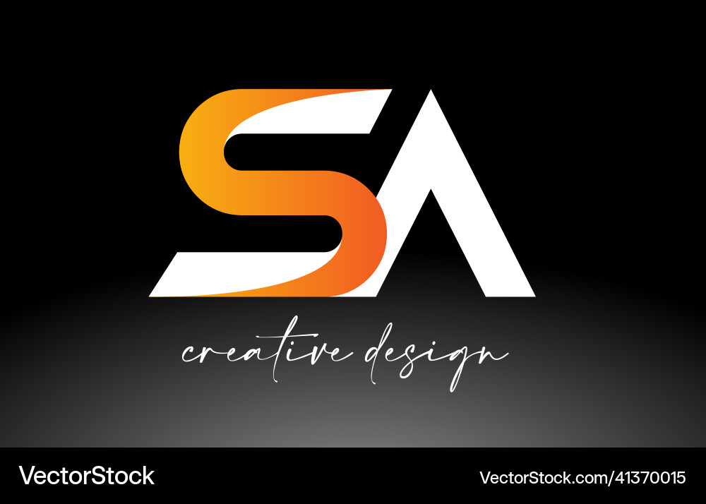 Sa letter logo with white golden colors Royalty Free Vector