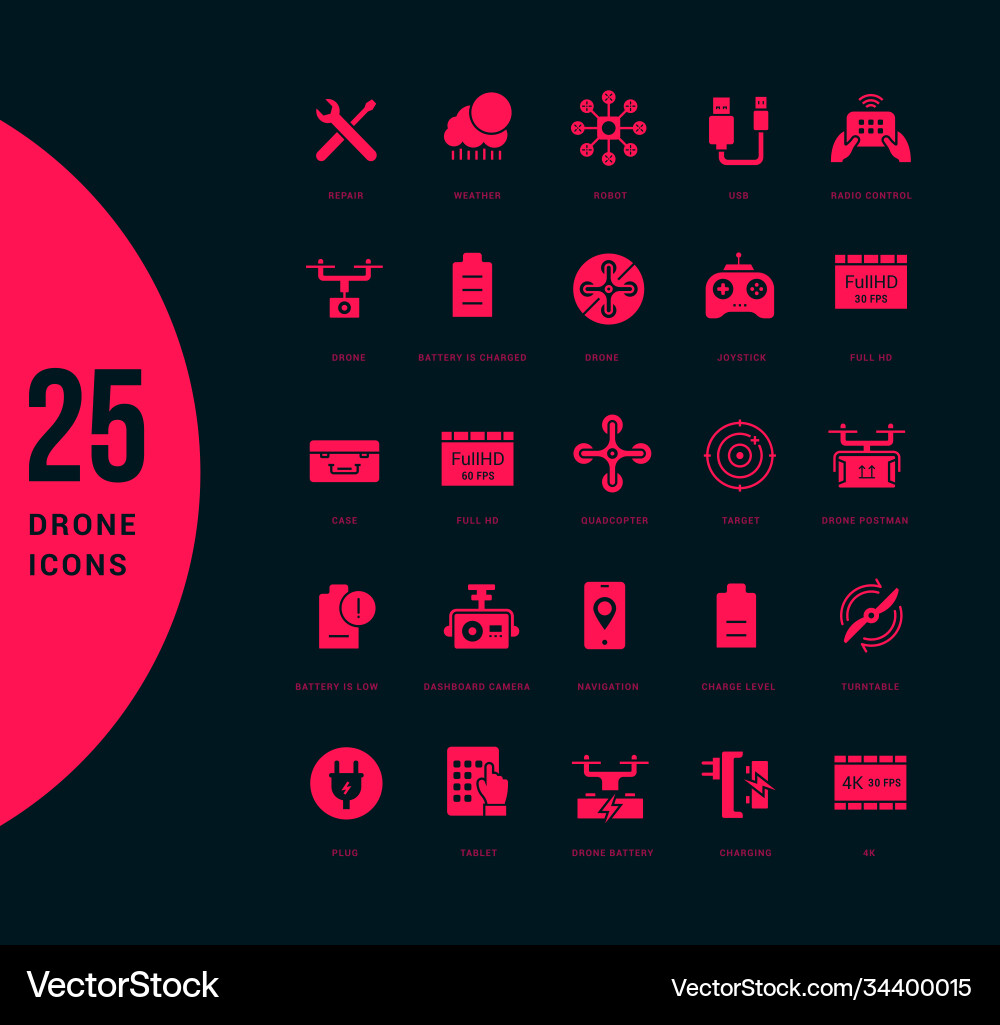 Set simple icons drone Royalty Free Vector Image