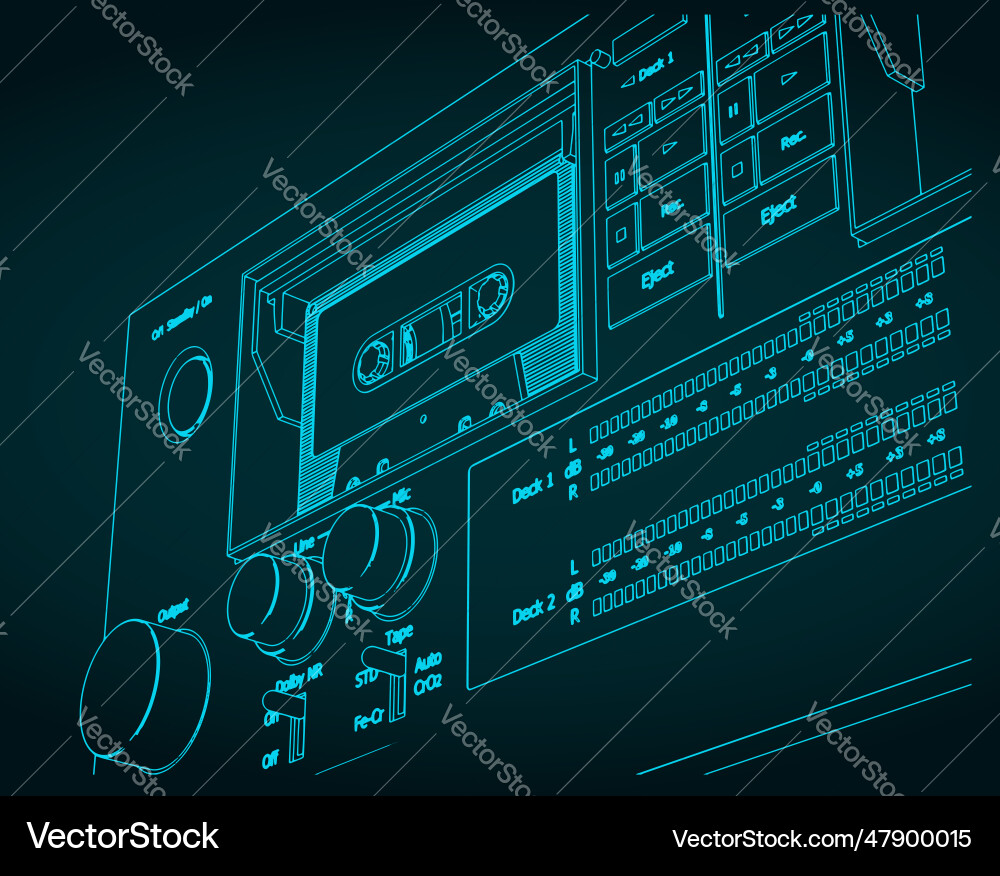 Tape recorder close up Royalty Free Vector Image