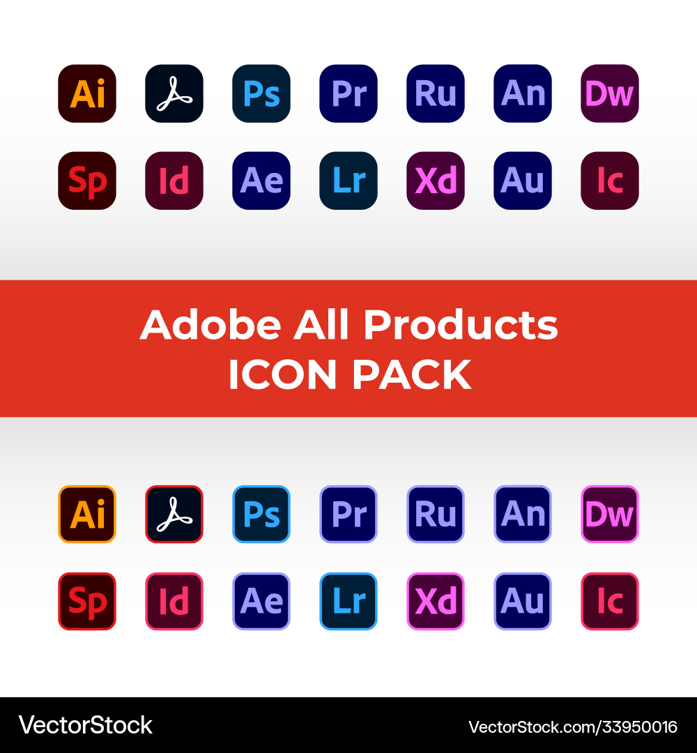 Adobe Icon Pack - Creative Suite Royalty Free Vector Image