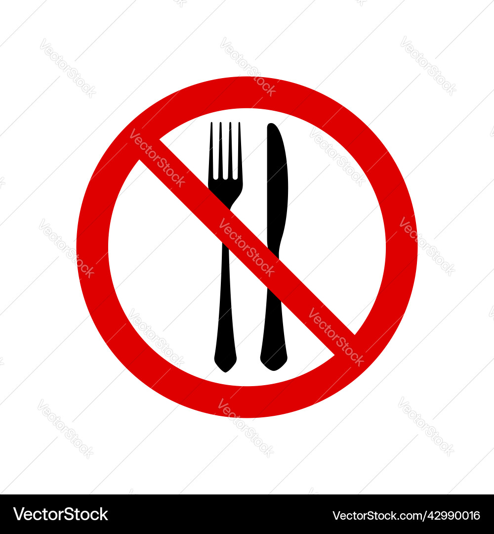 Do not eat prohibition sign printable Royalty Free Vector