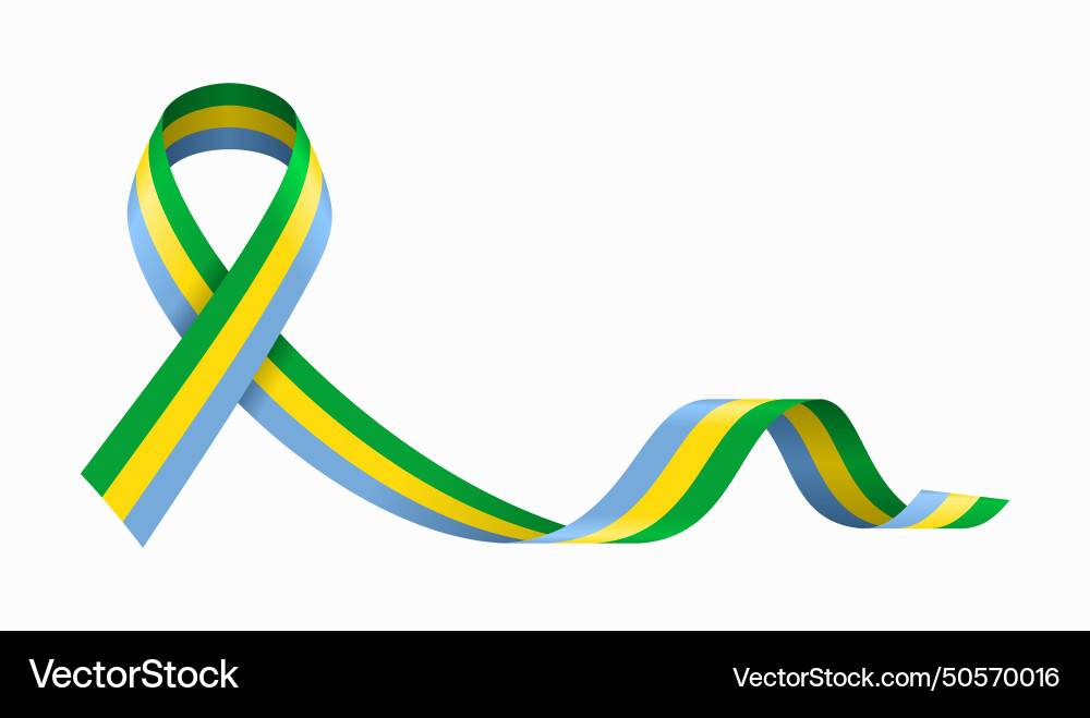 Gabon flag stripe ribbon wavy background layout Vector Image