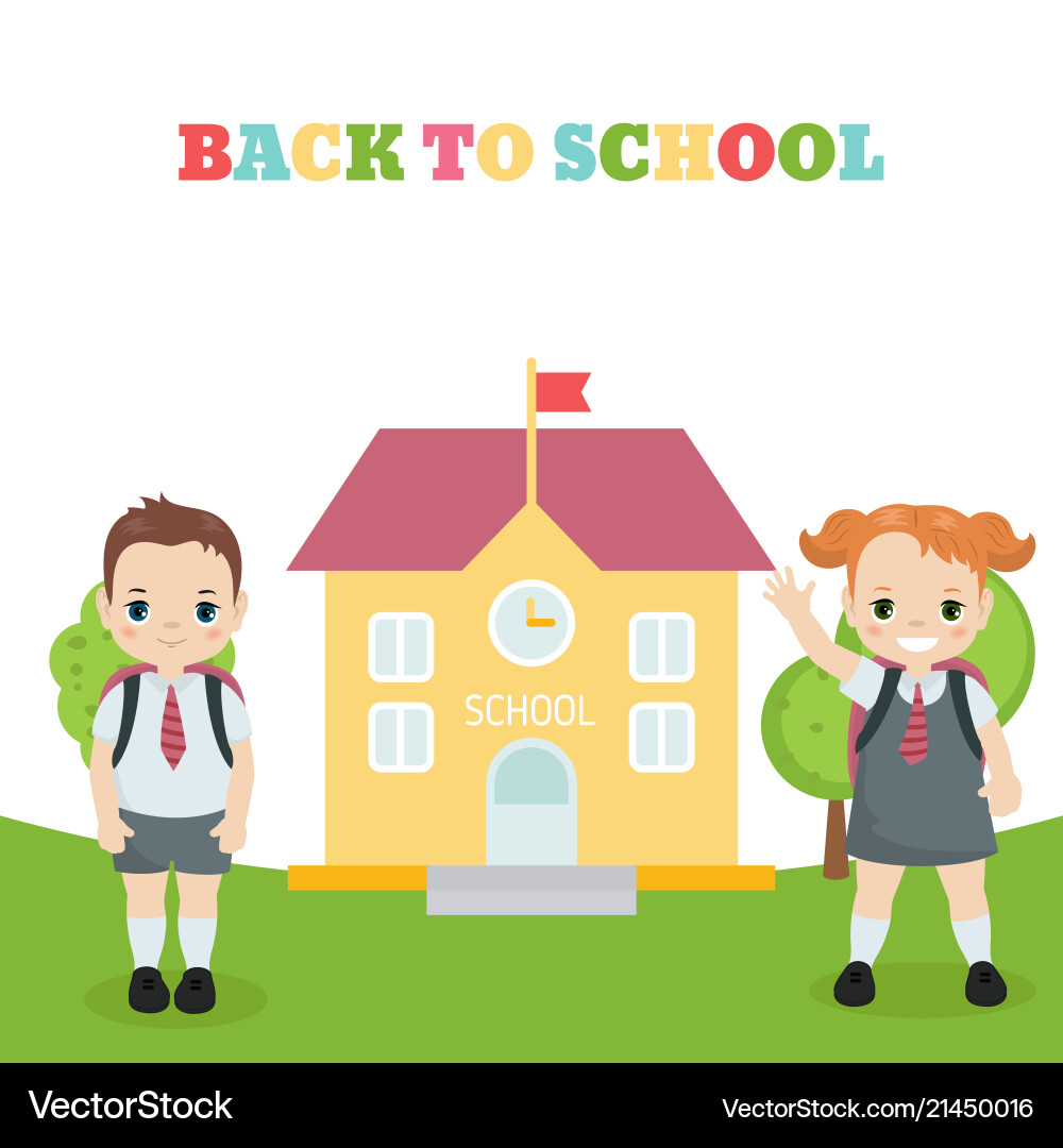 Happy school kids Royalty Free Vector Image - VectorStock