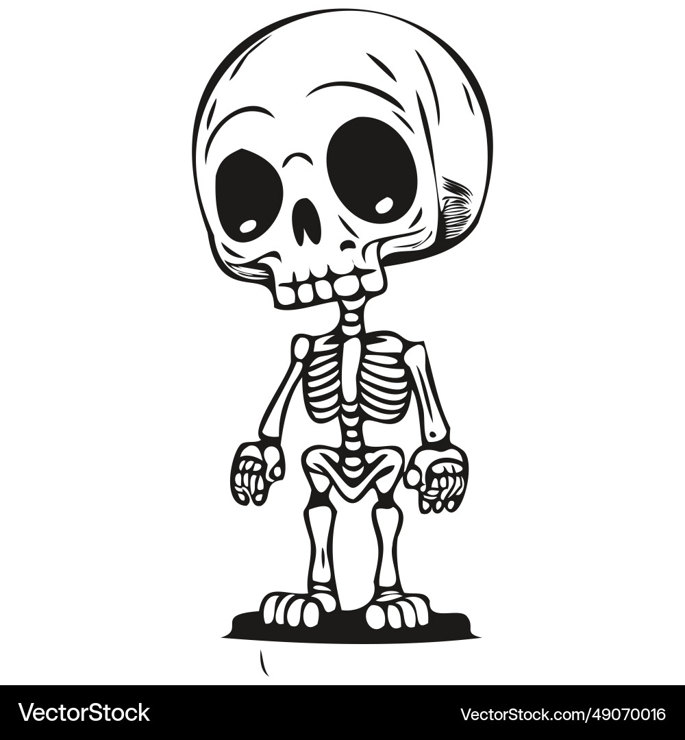 Haunting hand-drawn image of a skeleton entity Vector Image