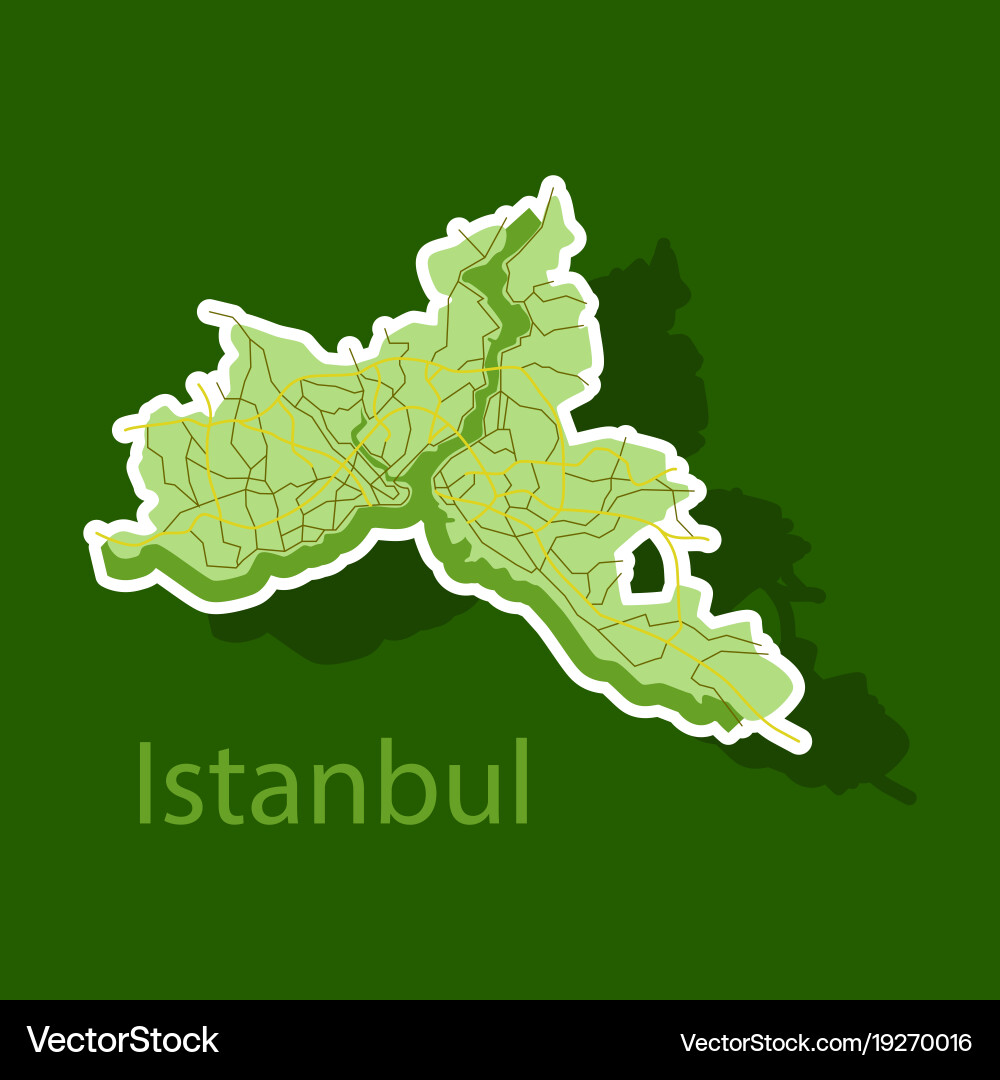 High quality map of istanbul sticker with borders Vector Image