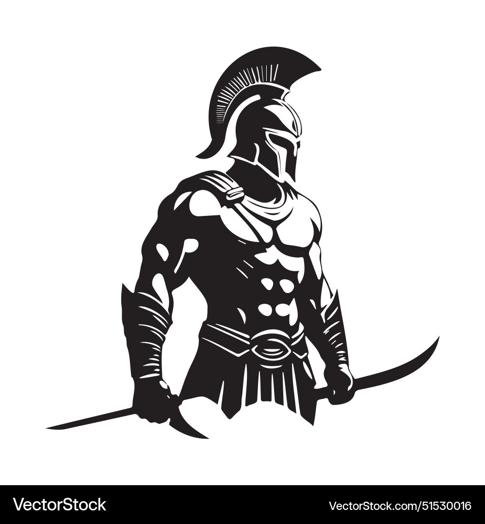 Mysterious warrior silhouette with sword Vector Image