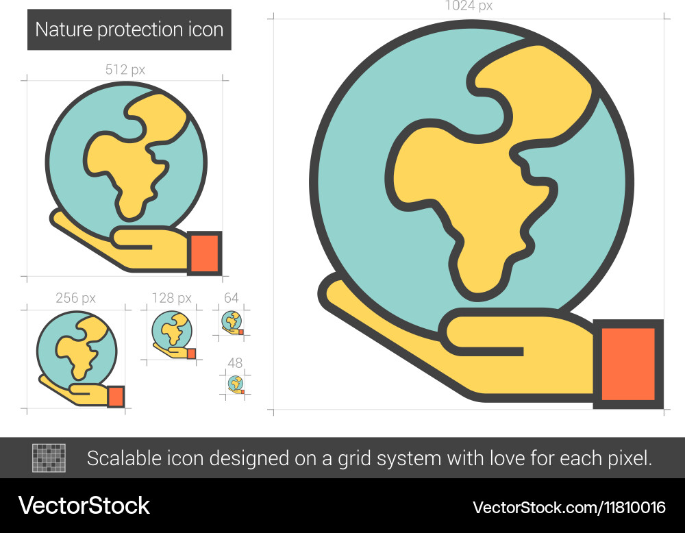 Nature protection line icon Royalty Free Vector Image