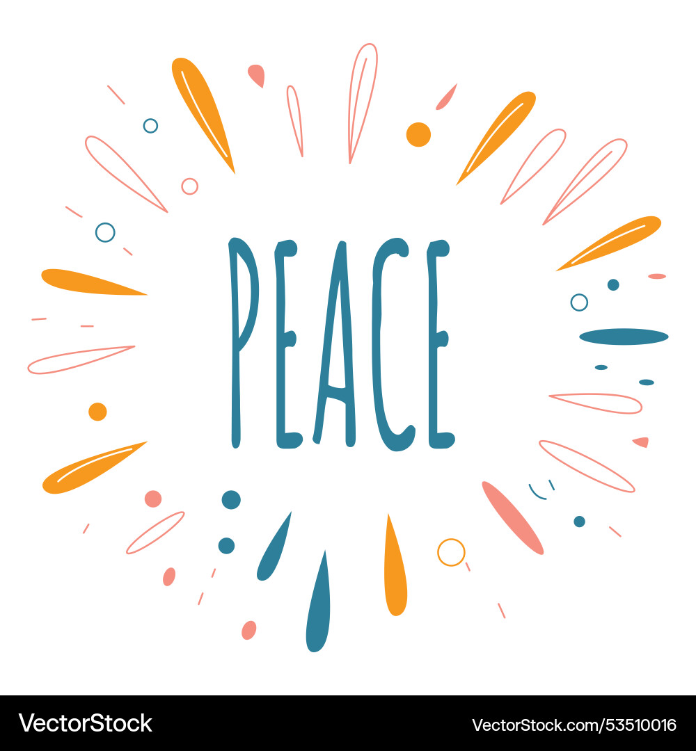 Peace in romantic flower leaves circle frame Vector Image