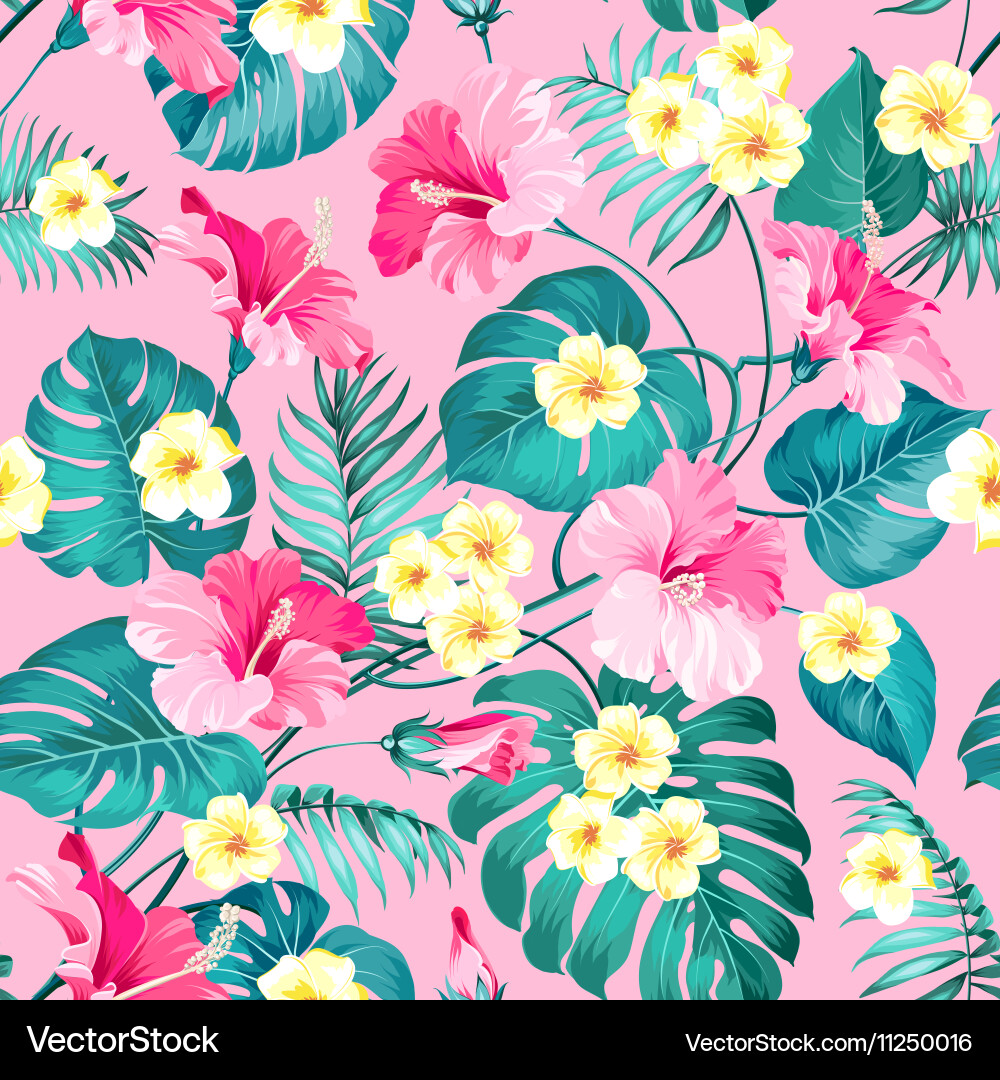 Seamless tropical flower Royalty Free Vector Image