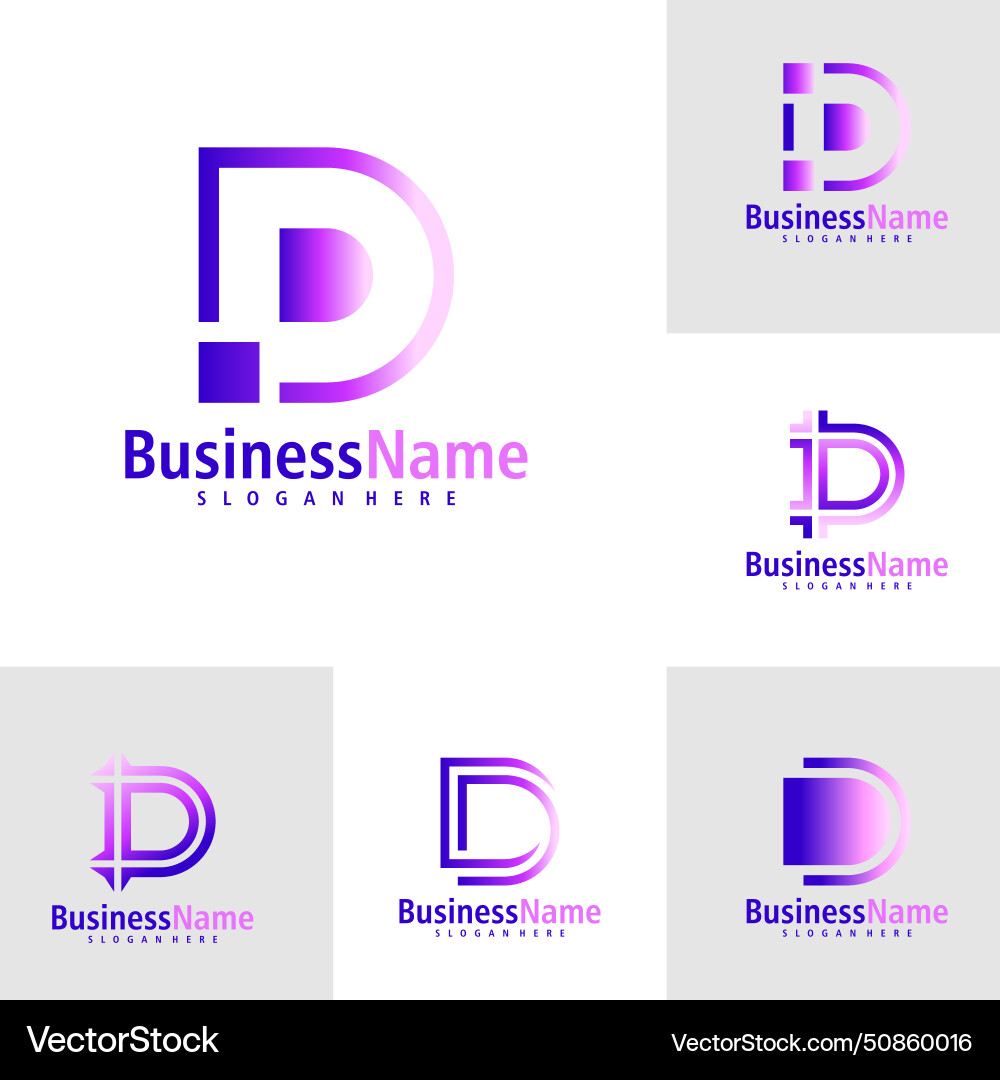 Set of letter d logo design creative initial Vector Image