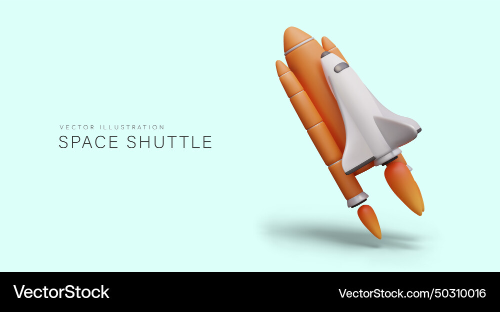 Space shuttle flies up orange spaceship launch Vector Image