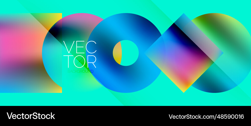 Squares and circles design fluid color gradients Vector Image