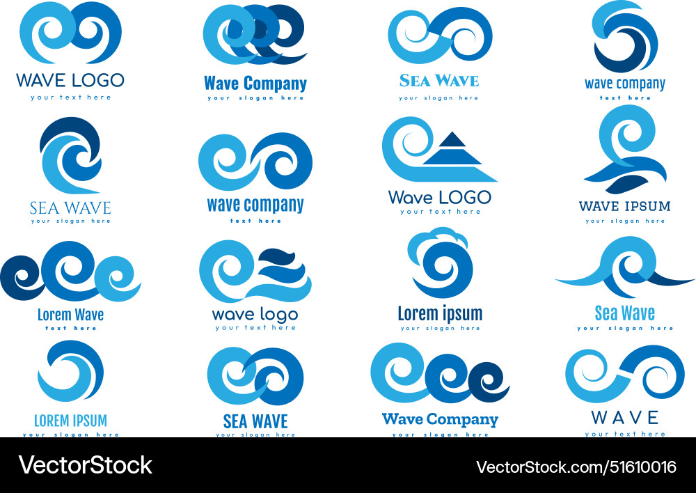 Wave logo set Royalty Free Vector Image - VectorStock