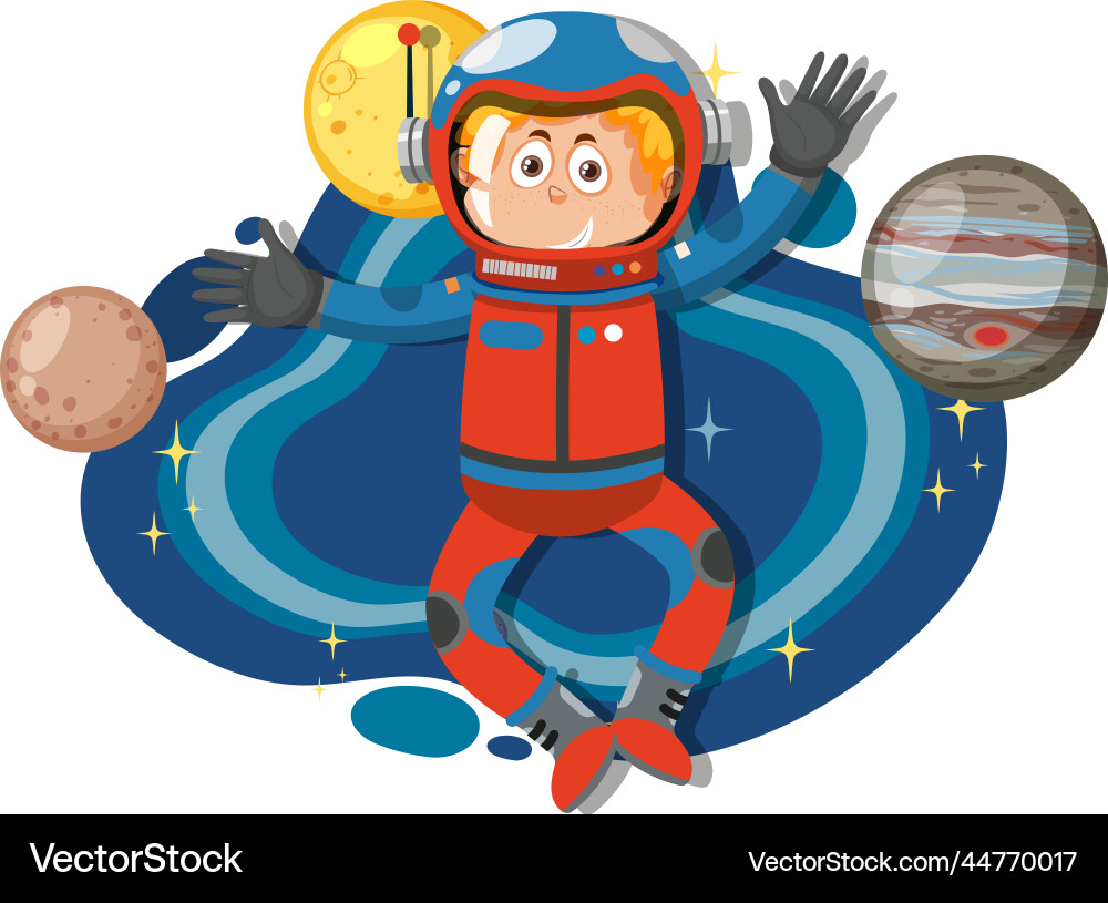 Astronaut cartoon character on white background Vector Image
