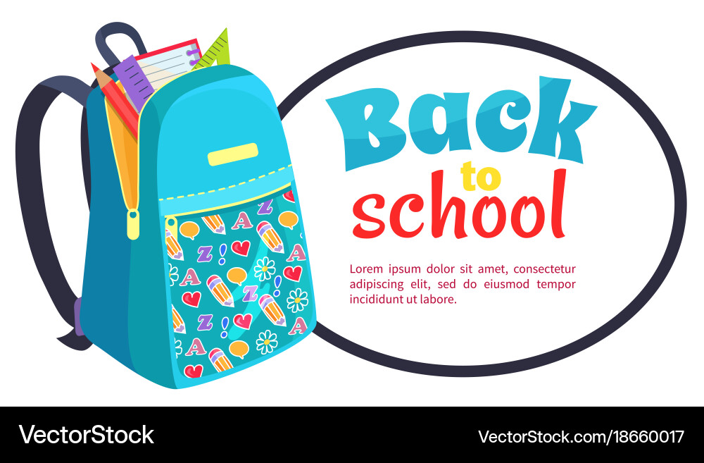 Back to school poster with fashionable backpack Vector Image