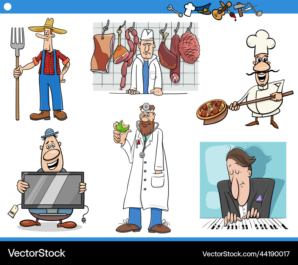 Cartoon people characters and their occupations Vector Image
