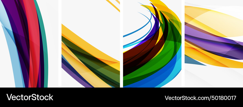 Colorful wave lines poster set for wallpaper Vector Image