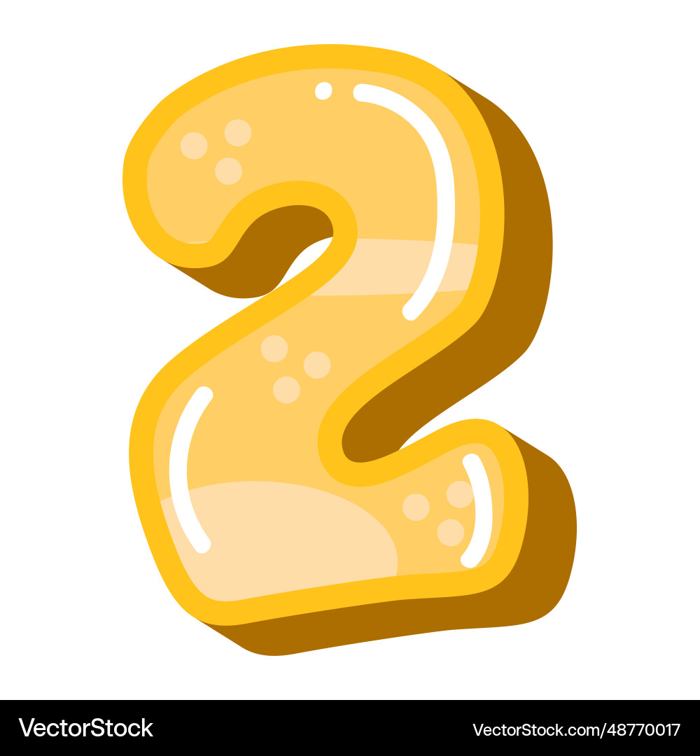 Cute funny number 2 Royalty Free Vector Image - VectorStock