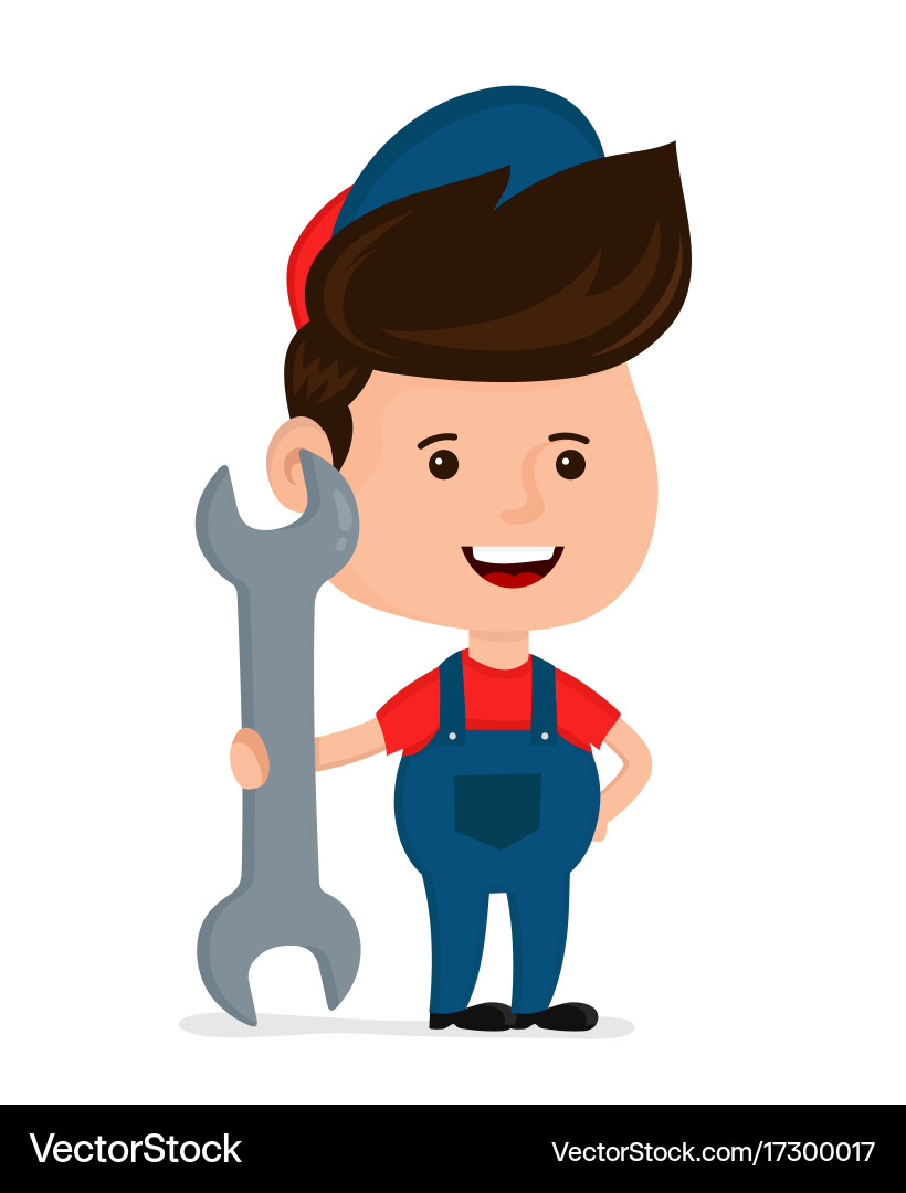 Cute happy smiling young service man Royalty Free Vector