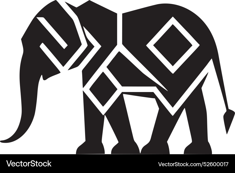 Elephant - black and white isolated icon Vector Image