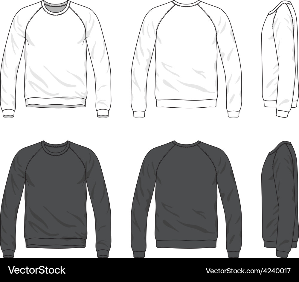 Front back and side views of blank raglan long Vector Image