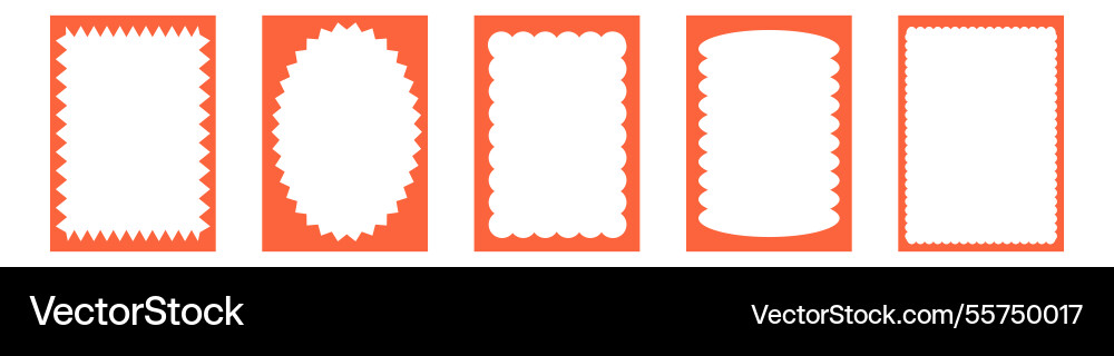 Groovy frame jagged scallop edge text box Vector Image