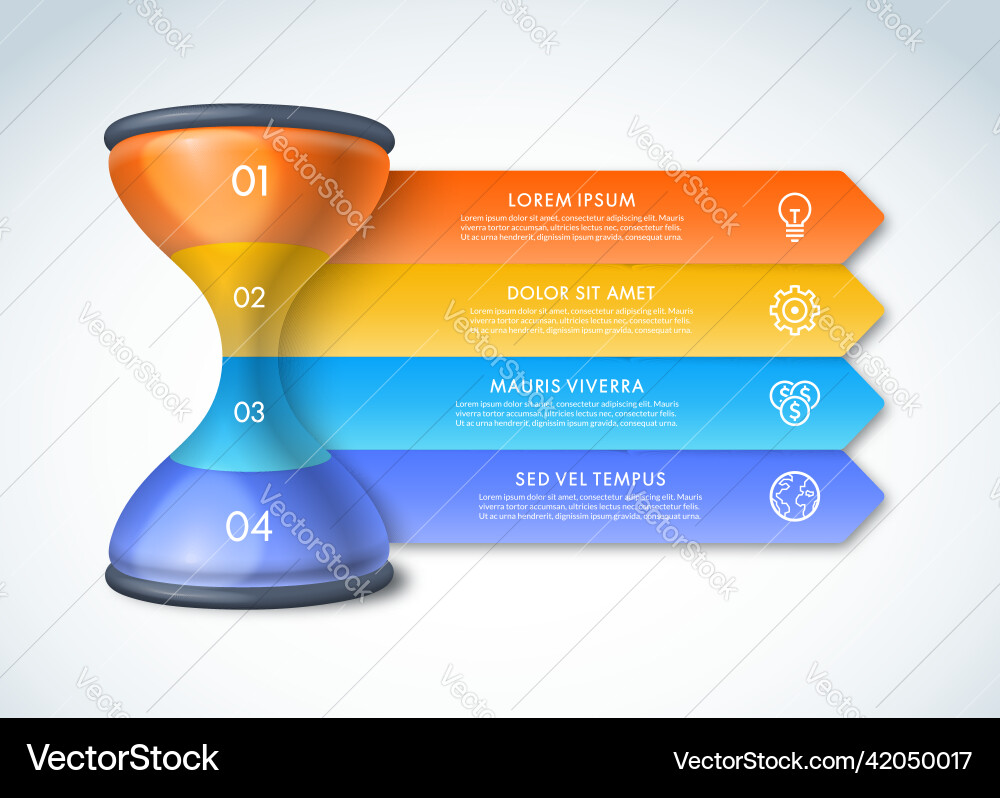 Hourglass infographic template with 4 arrows Vector Image