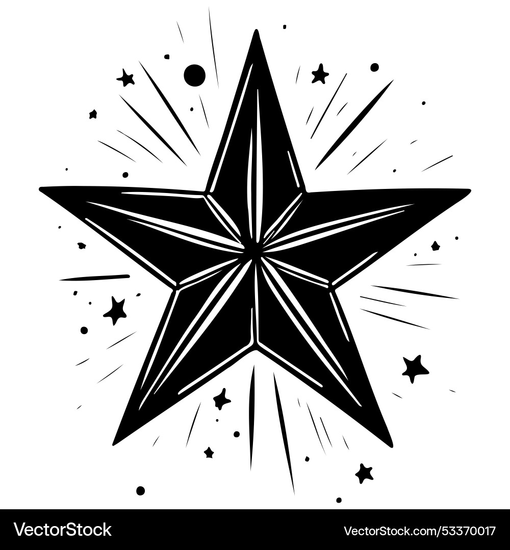 Isolated free star drawing black line Royalty Free Vector