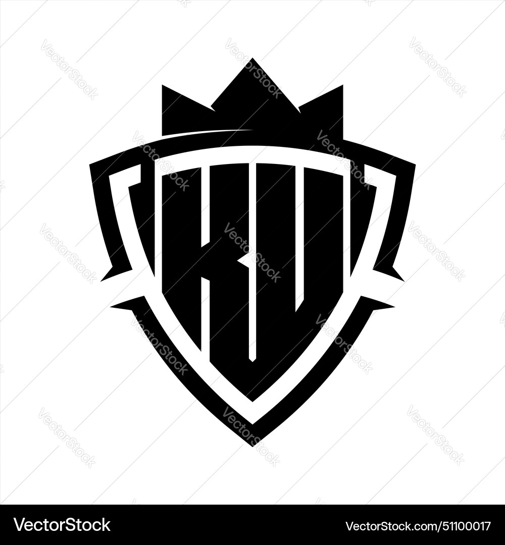 Ku letter bold monogram triangle curve shield Vector Image