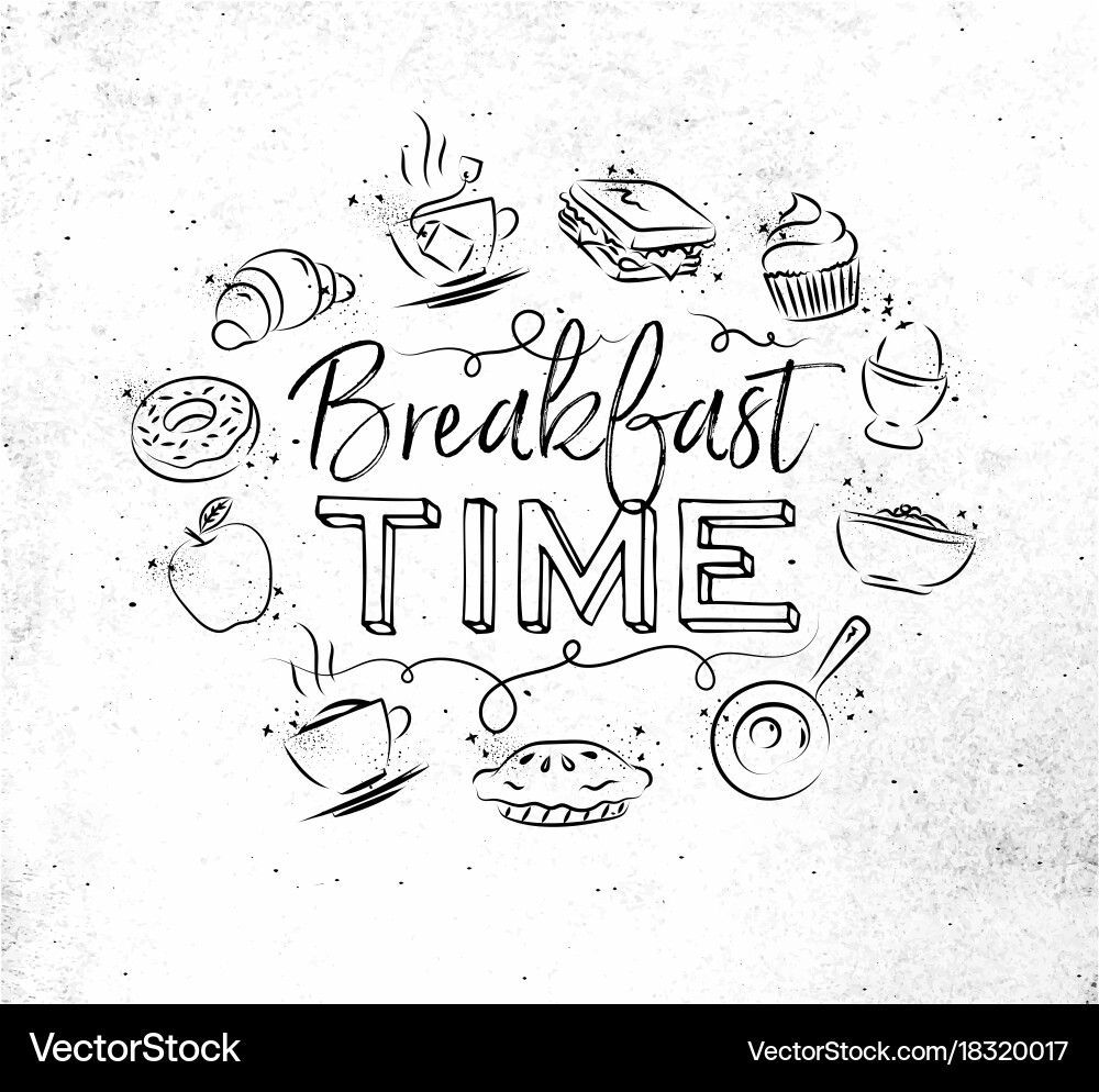Monogram breakfast time Royalty Free Vector Image