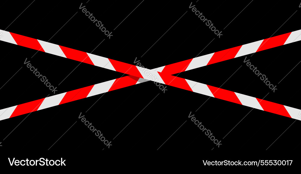 Red white caution tape line isolated on black Vector Image