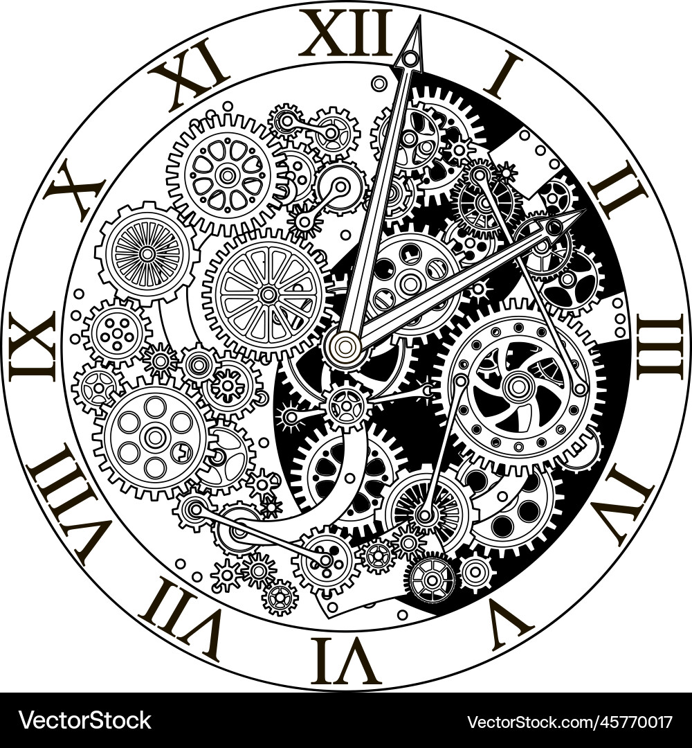 Retro clock mechanism clockwork Royalty Free Vector Image