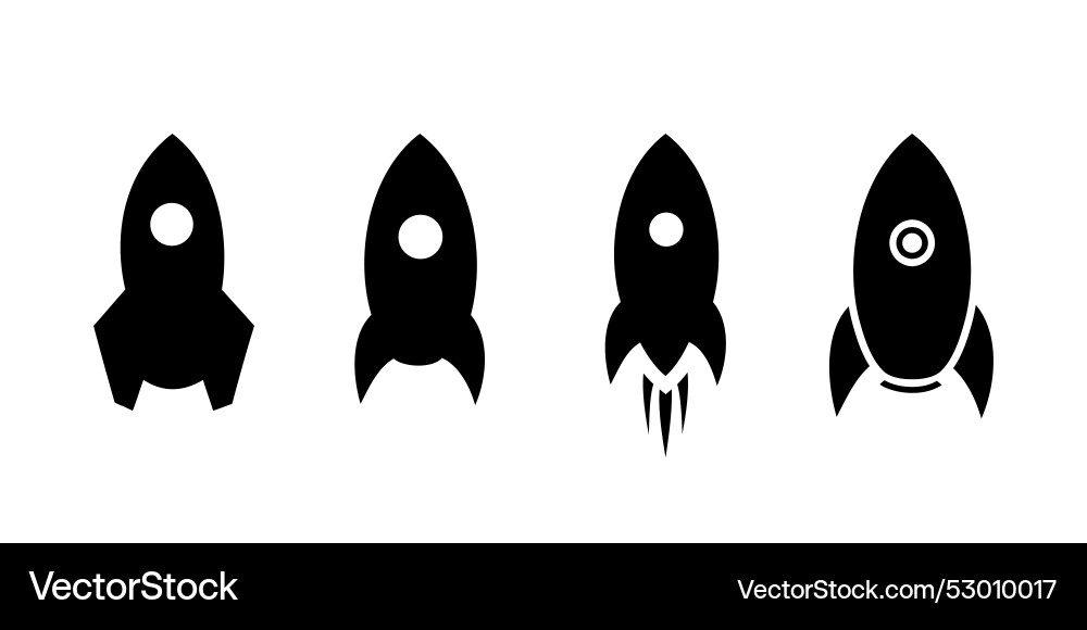 Rocket icons set and spaceship launch Royalty Free Vector