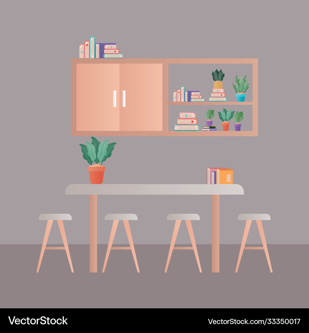 Table with chairs in front furniture Royalty Free Vector