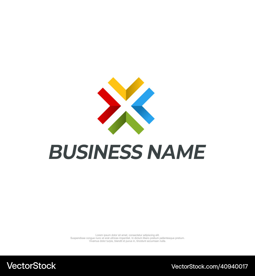 X logo with four color combinations Royalty Free Vector