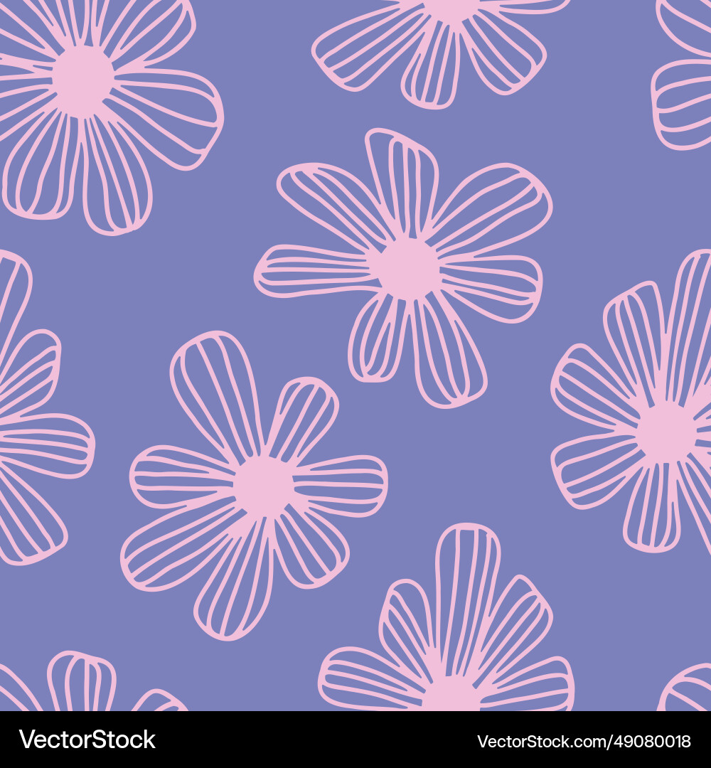 Abstract hand drawn doodle daisy flowers pattern Vector Image