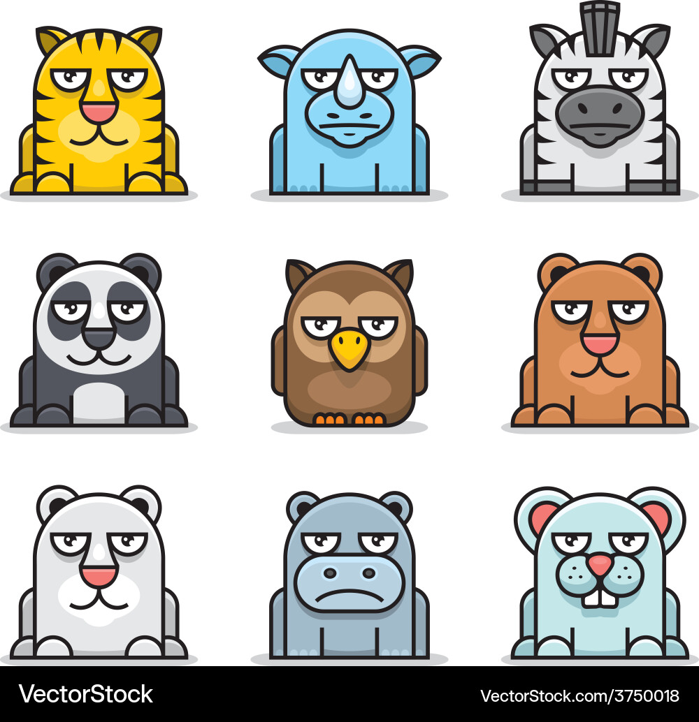 Animals set Royalty Free Vector Image - VectorStock