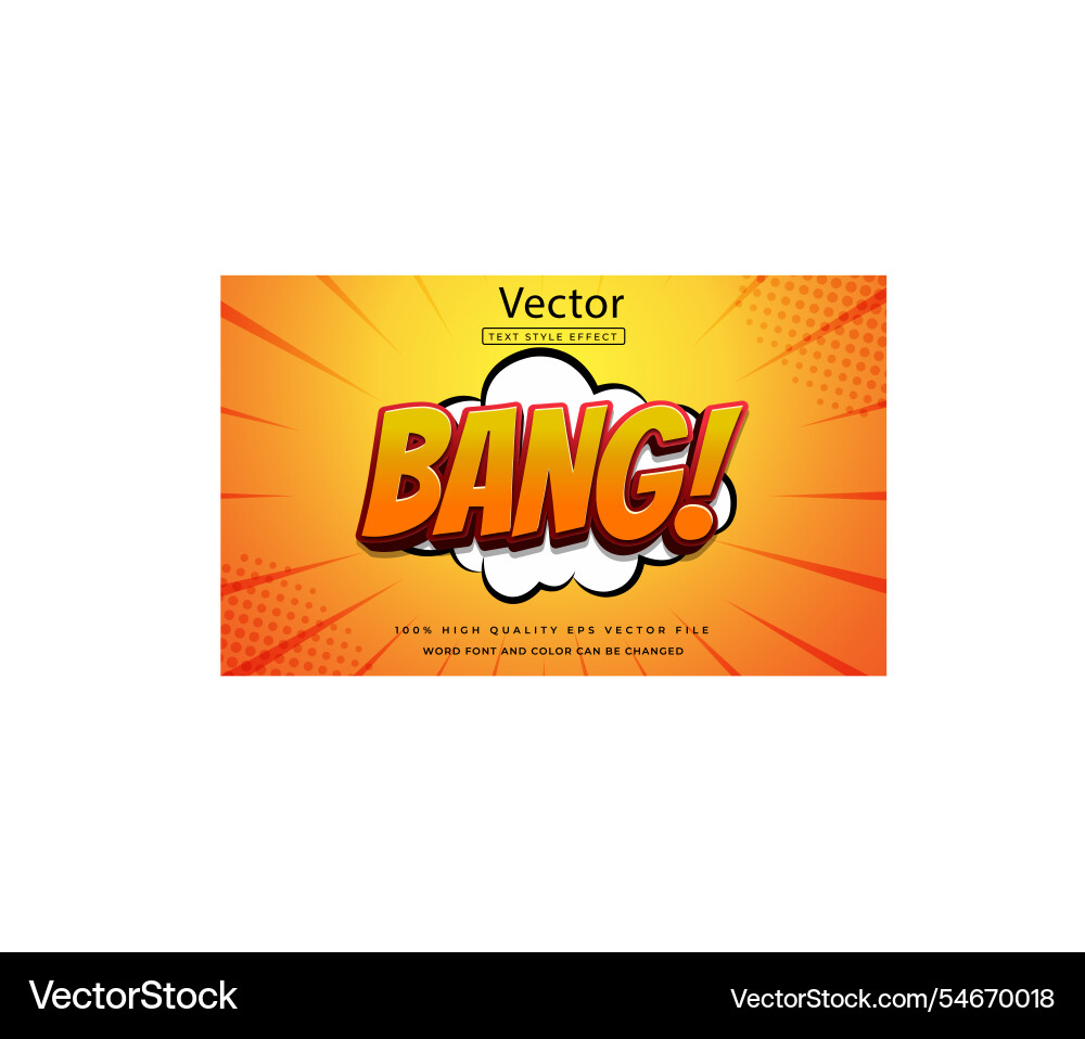 Bang comic 3d editable text effect Royalty Free Vector Image