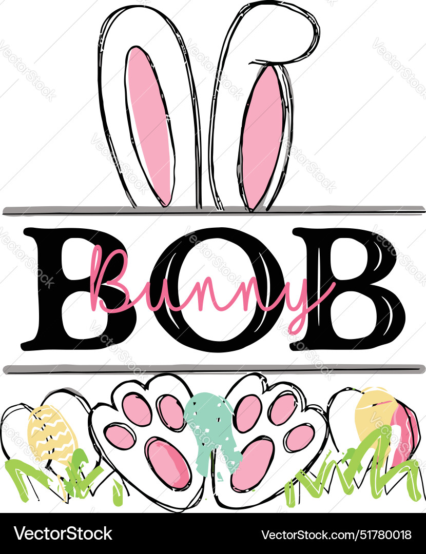 Bunny bob graphic cute easter clip-art Royalty Free Vector