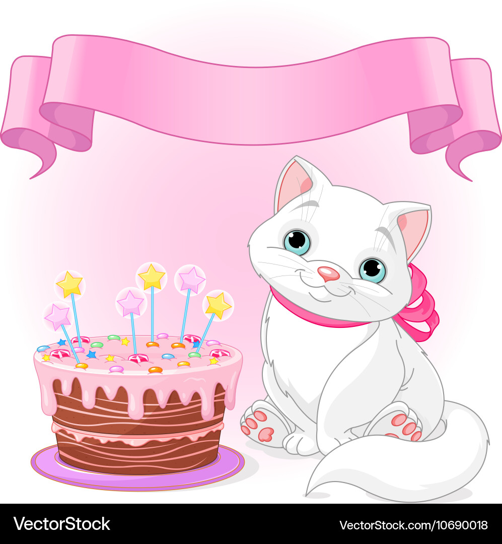 Cat birthday celebrating Royalty Free Vector Image