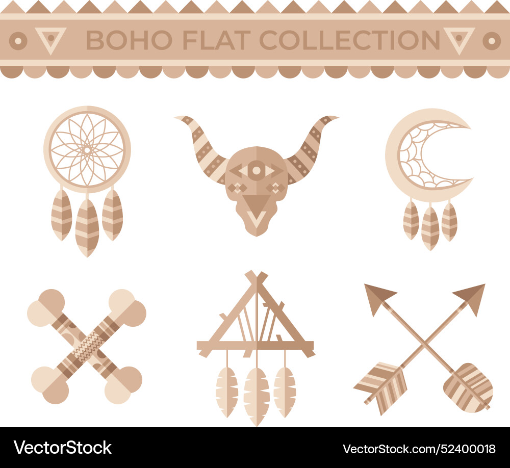 Collection of tribal elements in flat design Vector Image