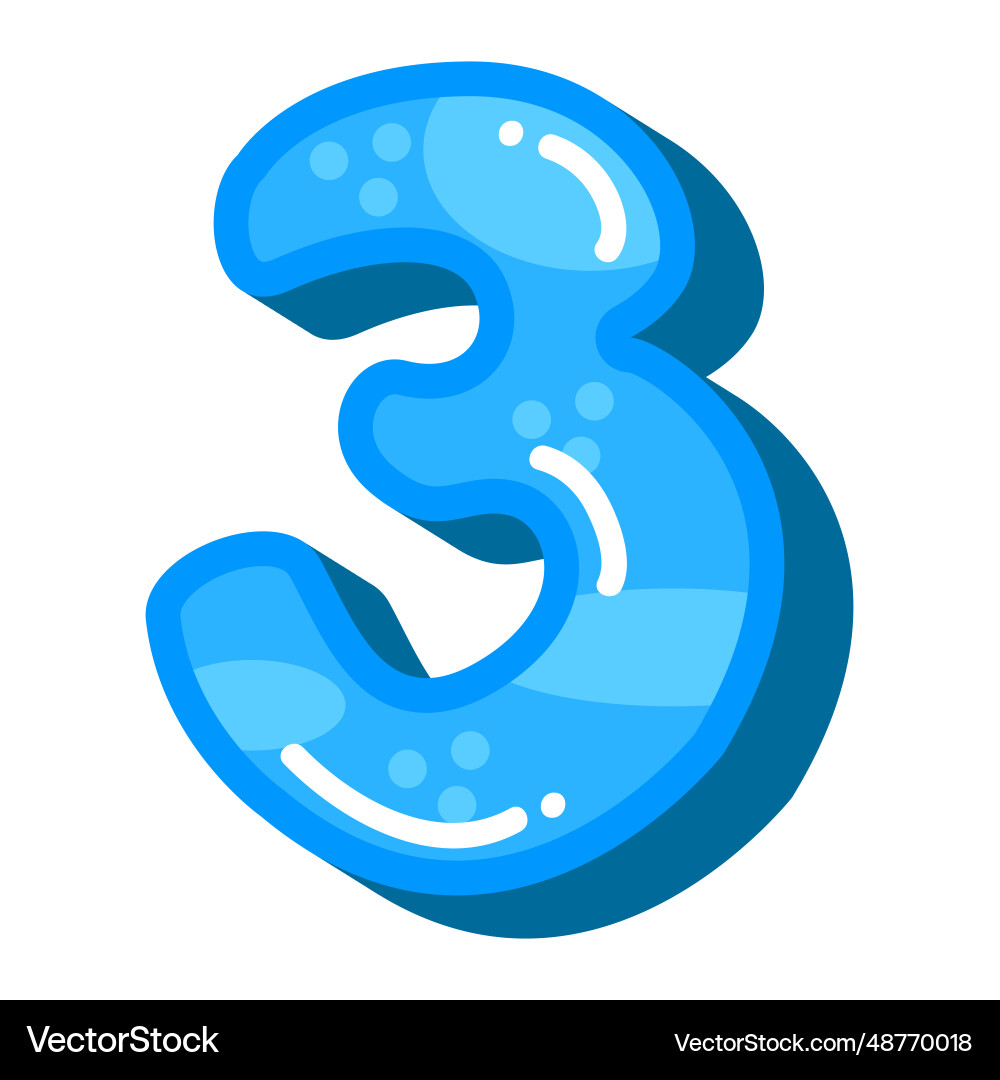 Cute funny number 3 Royalty Free Vector Image - VectorStock