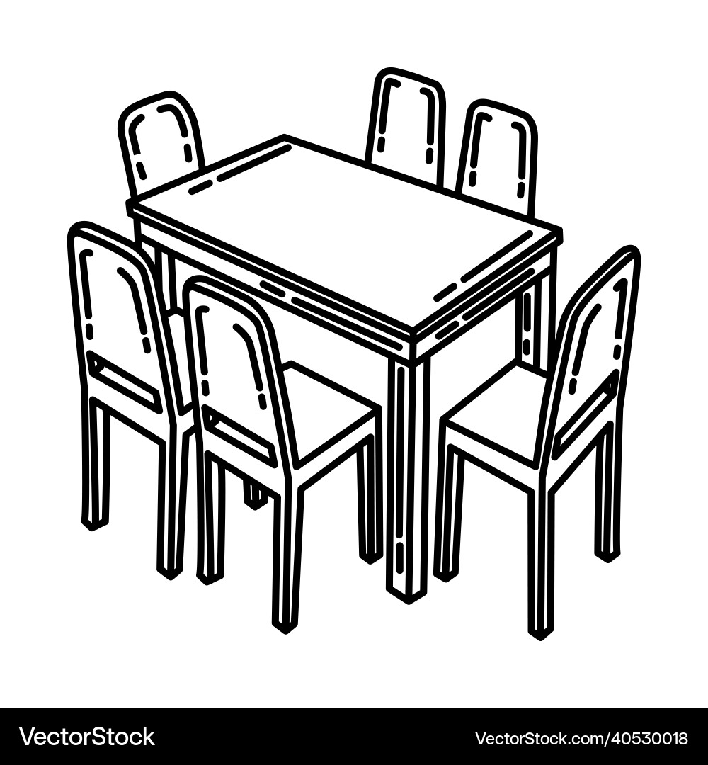 Dining table icon doodle hand drawn or outline Vector Image