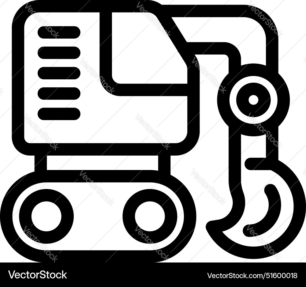 Excavator with continuous track drive Royalty Free Vector
