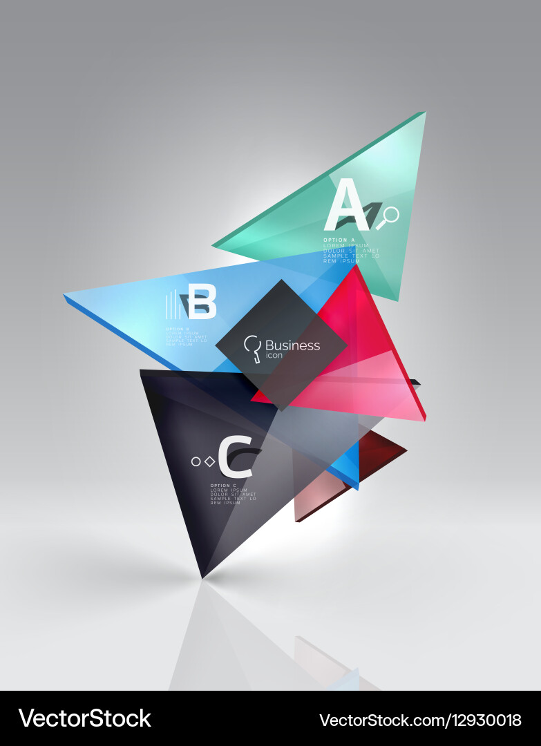 Glossy glass translucent triangles on 3d empty Vector Image