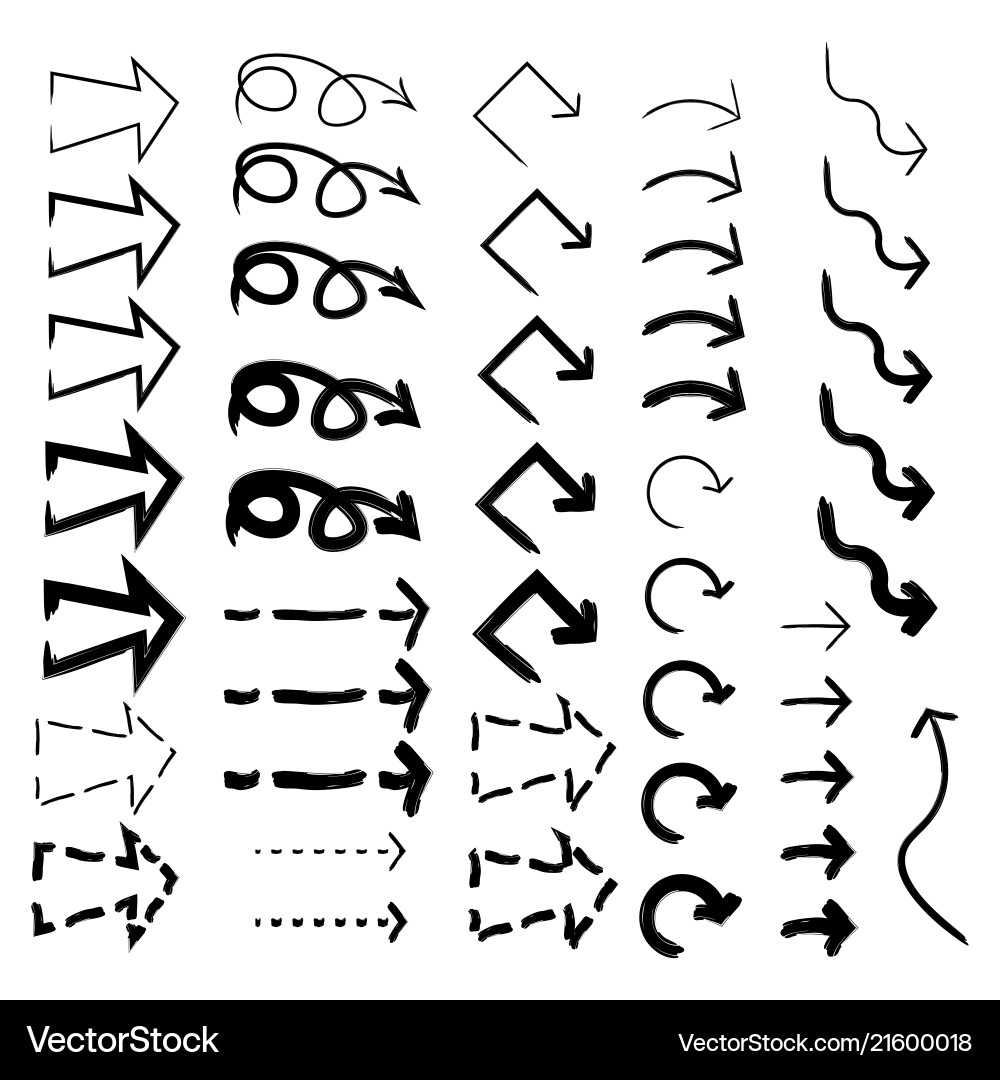 Hand drawn arrow set Royalty Free Vector Image