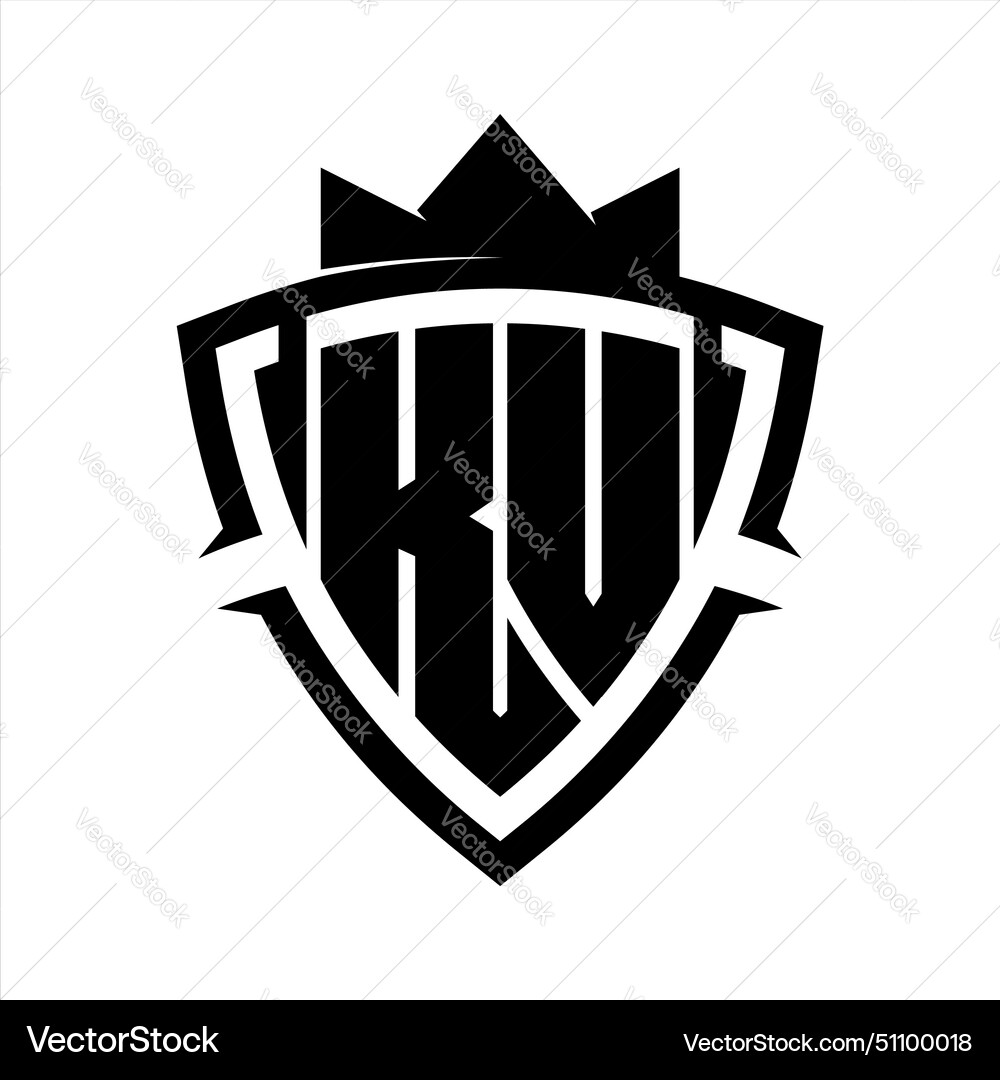 Kv letter bold monogram triangle curve shield Vector Image